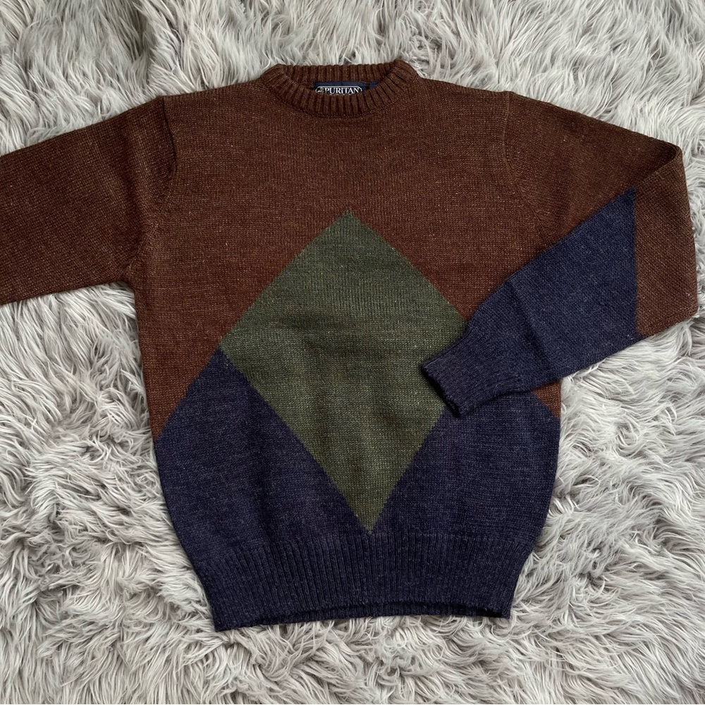 Vintage Puritan Roc Colorblock Sweater - Gem